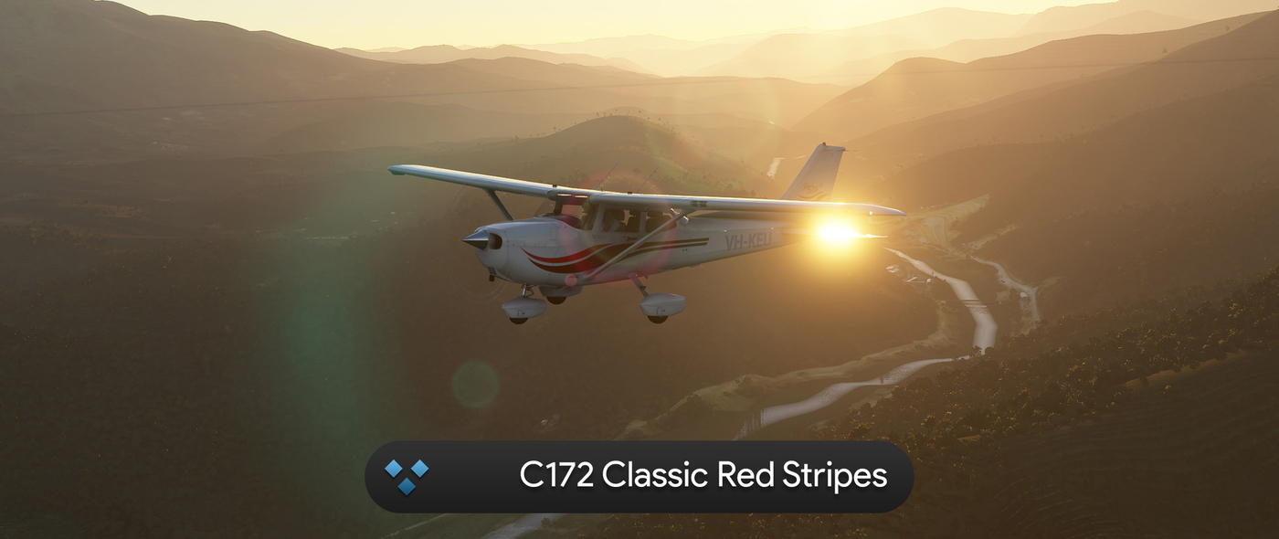 C172 Classic Red Stripes 4K for Microsoft Flight Simulator | MSFS