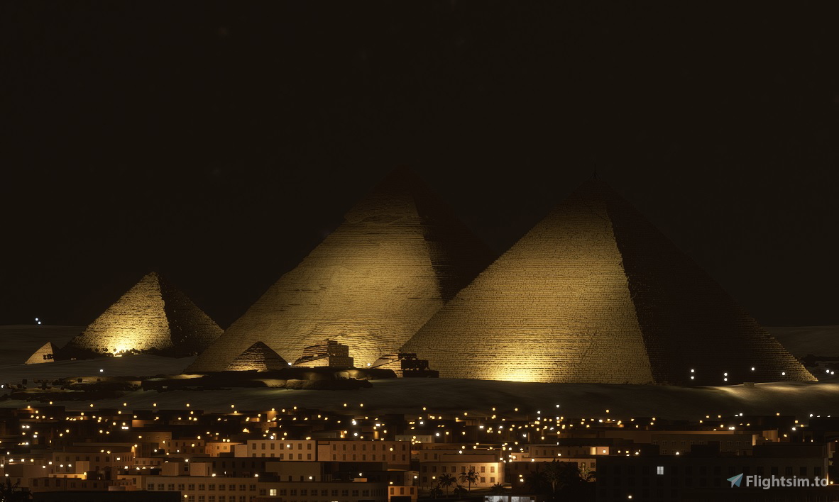 Pyramids Of Giza At Night