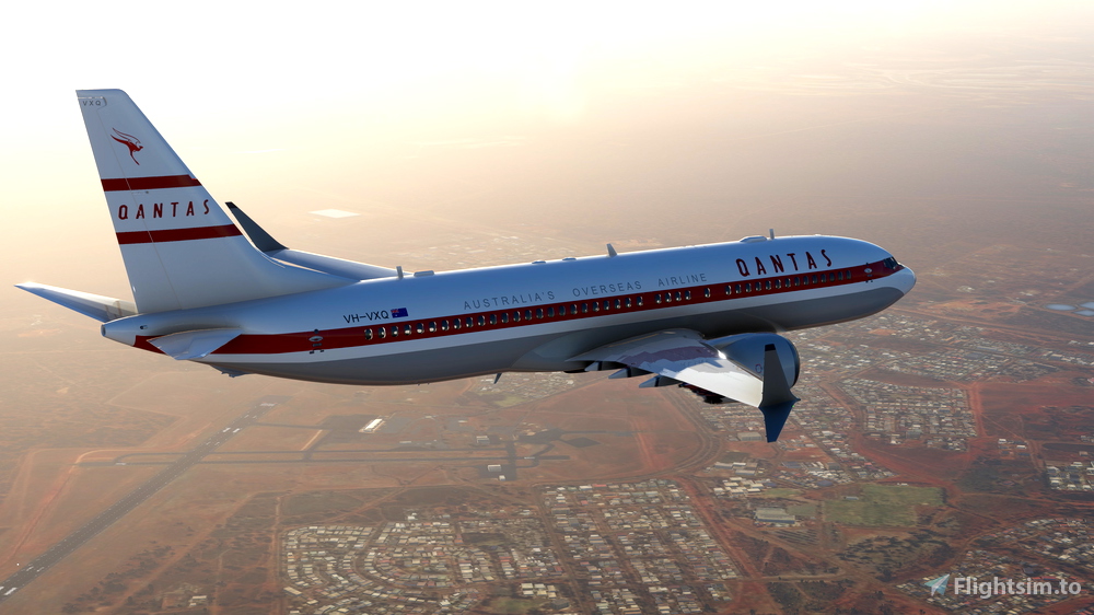 737 Max - Qantas Retro Roo II [8K] for Microsoft Flight Simulator | MSFS