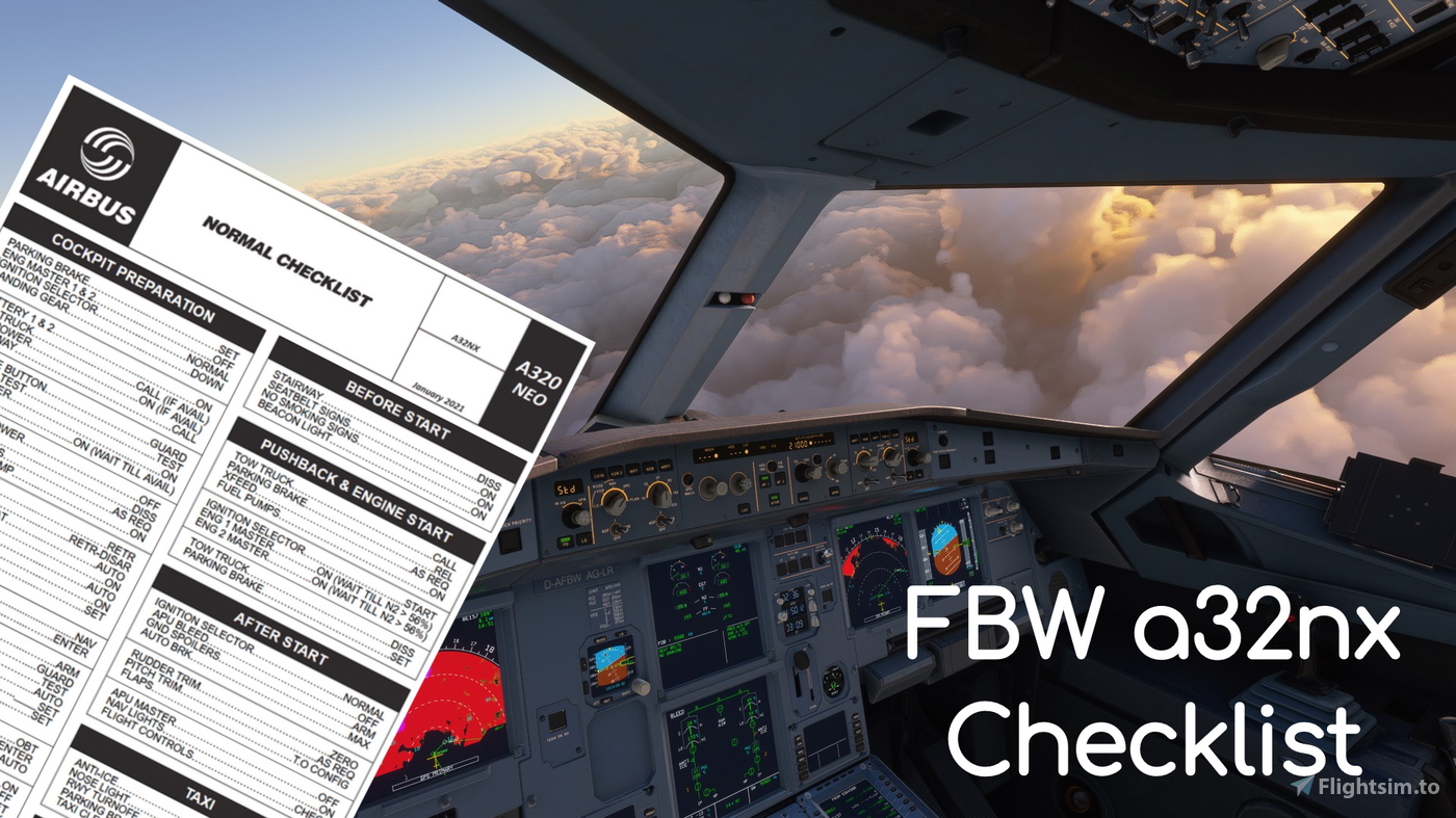 FBW a32nx Complete Checklist for Microsoft Flight Simulator | MSFS