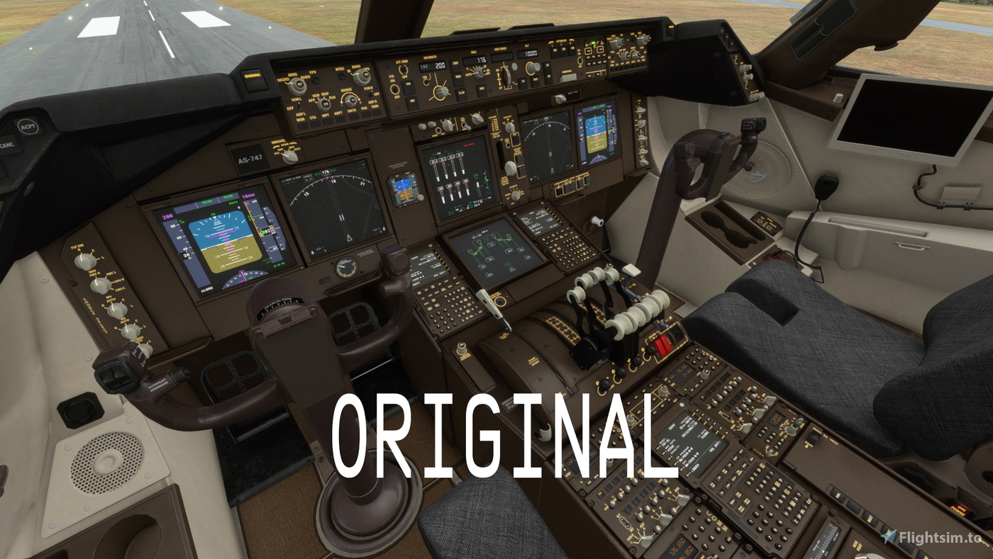 Boeing B747-8i Cockpit - Black-Grey with blue lighting for Microsoft ...