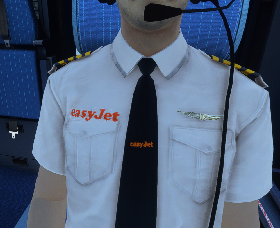 visible pilots ..company shirts and black tie pour Microsoft Flight ...