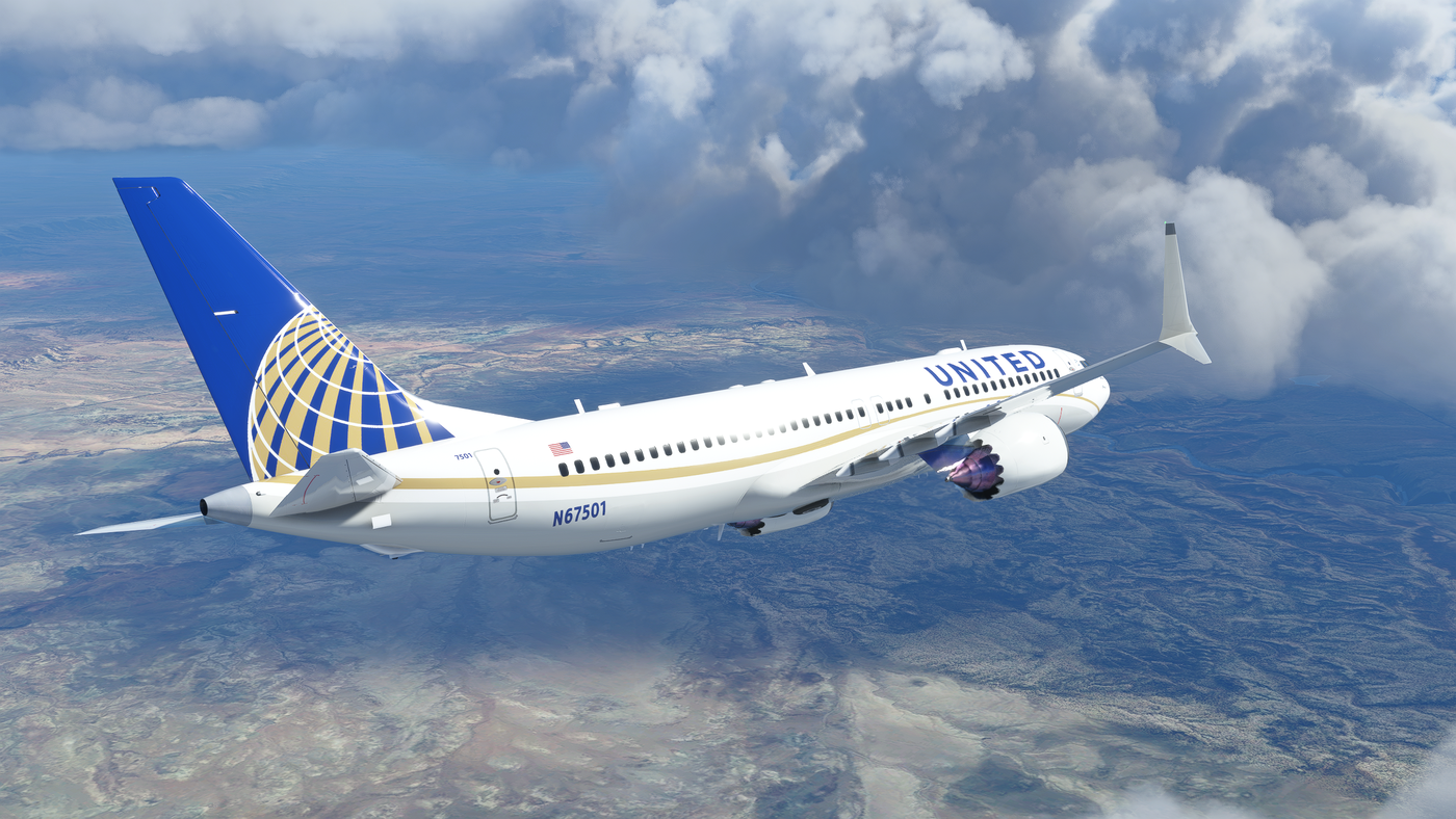 United 737 MAX (Gold Stripe Colors) for Microsoft Flight Simulator | MSFS