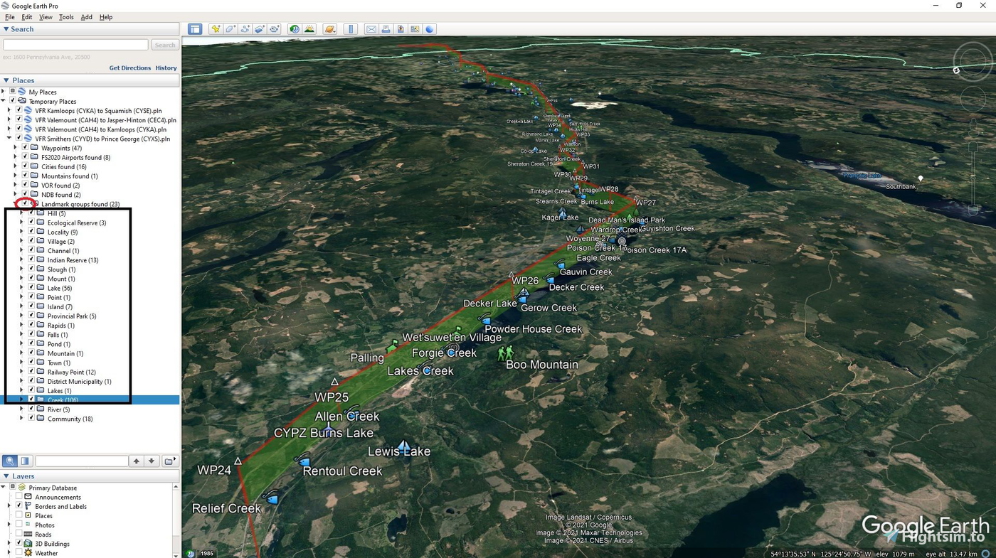 KML flight plans for British Columbia Canada from Natural Ressources of ...