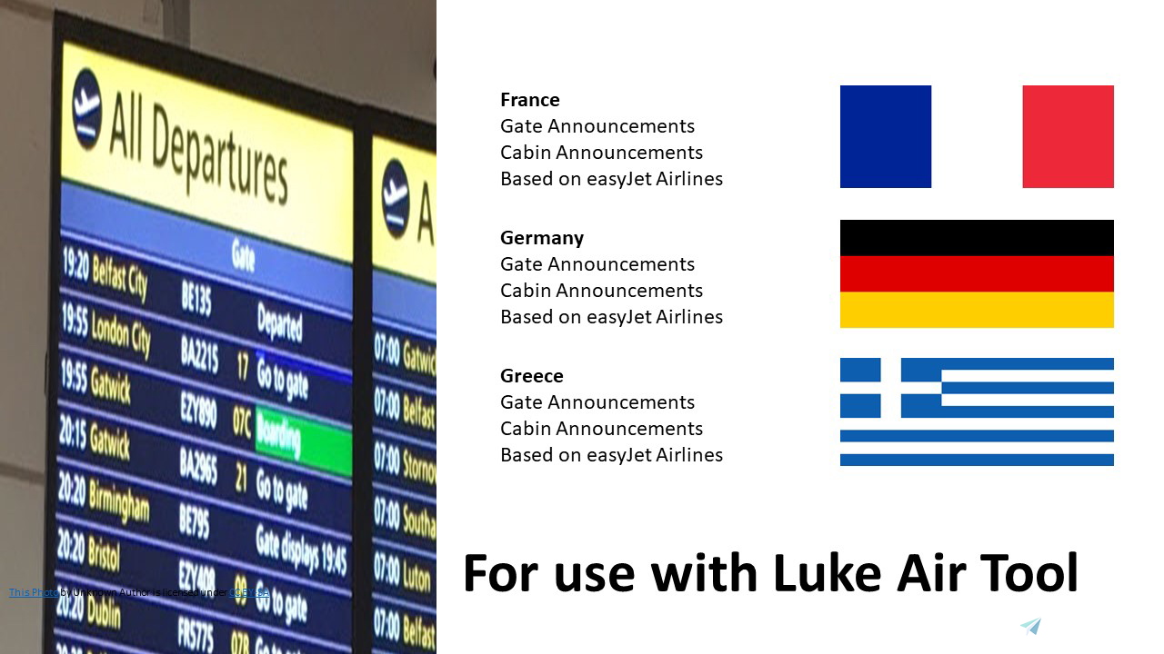 Luke Air Tool - Gate and Cabin Crew Announcements - Low Cost Carrier ...