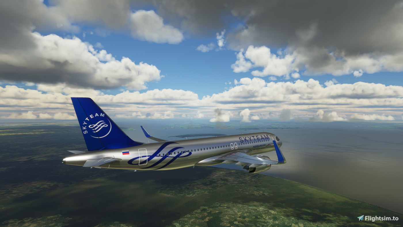 A320 Areoflot silver livery 8K for Microsoft Flight Simulator | MSFS