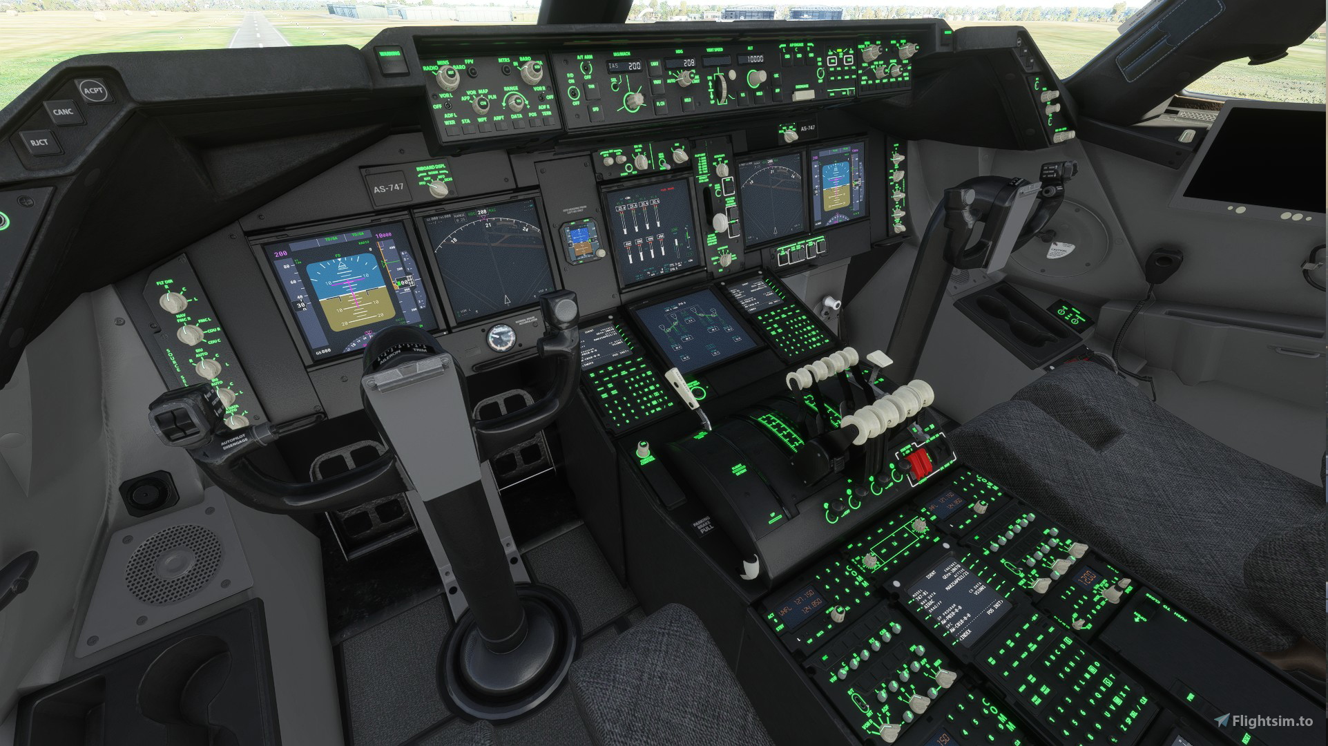 Boeing B747-8i Cockpit - Black-Grey with Green lighting for Microsoft ...