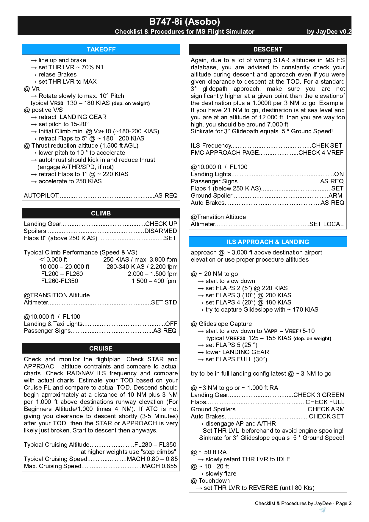 B747-8i Checklist & Procedures (JDs) » Microsoft Flight Simulator