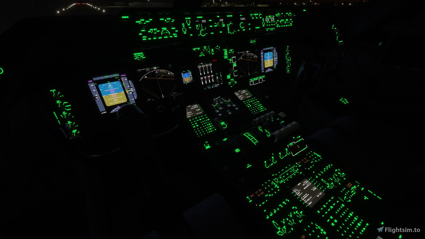 Boeing B747-8i Cockpit - Black-Grey with Green lighting for Microsoft ...