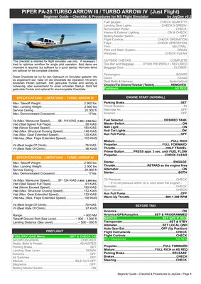 ATR 72-600 - Checklist & Procedures for Microsoft Flight Simulator | MSFS
