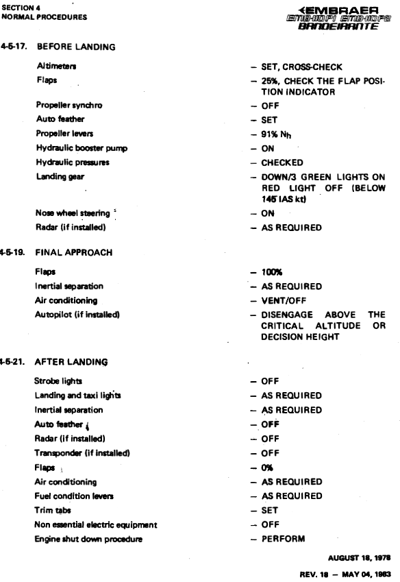 Embraer EMB 110 Bandeirante (Real Checklist) para Microsoft Flight ...