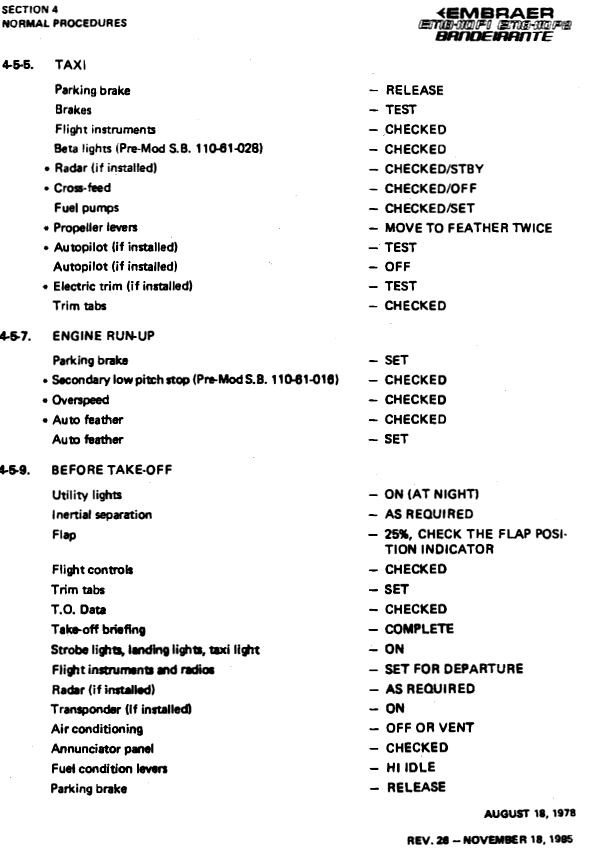Embraer EMB 110 Bandeirante (Real Checklist) for Microsoft Flight ...