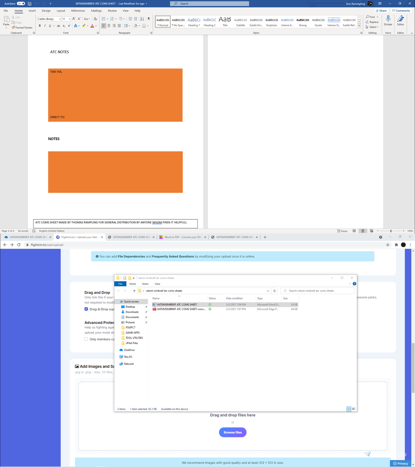 EASYJET VATSIM SIMBREIF ACT COMS SHEET FOR THOSE NEW TO VATSIM for ...