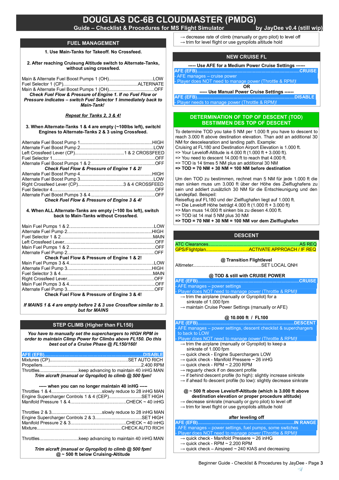 DC-6 (PMDG) - JDs Comprehensive Checklist & Procedures for Microsoft ...