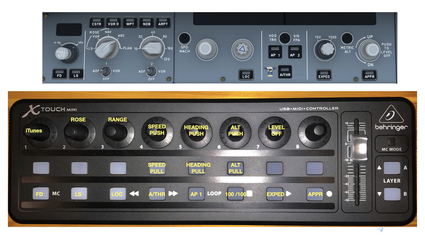 XTouch mini AAO template for A320FCU for Microsoft Flight Simulator | MSFS