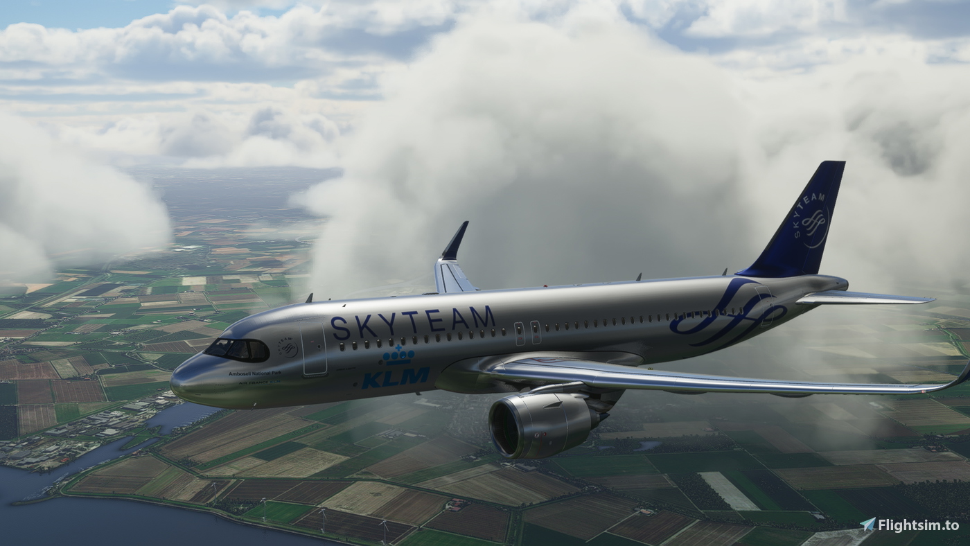 A320 KLM Skyteam silver livery 8K for Microsoft Flight Simulator | MSFS
