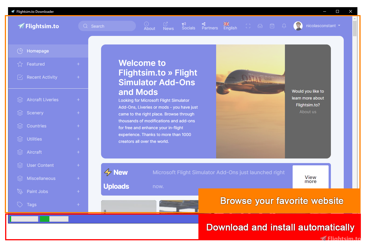 Flightsim.to Downloader for Microsoft Flight Simulator | MSFS