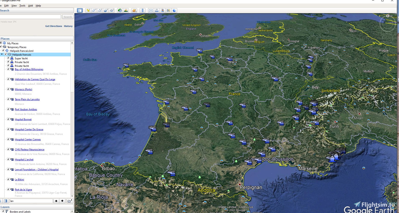 KML Vive la France Helipads ! for Microsoft Flight Simulator | MSFS