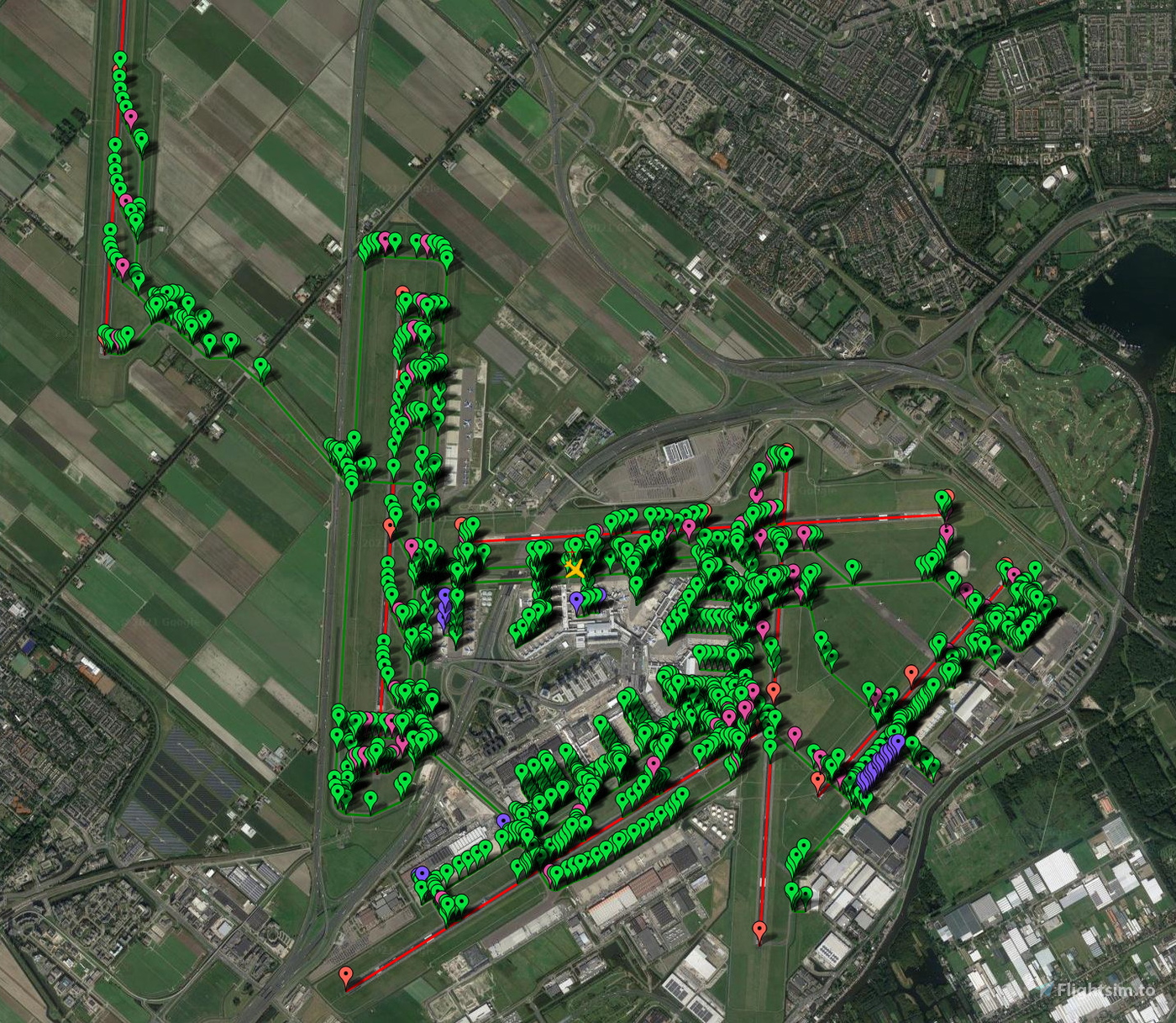 Pilot2ATC Amsterdam EHAM Taxiways and Gates for Microsoft Flight ...