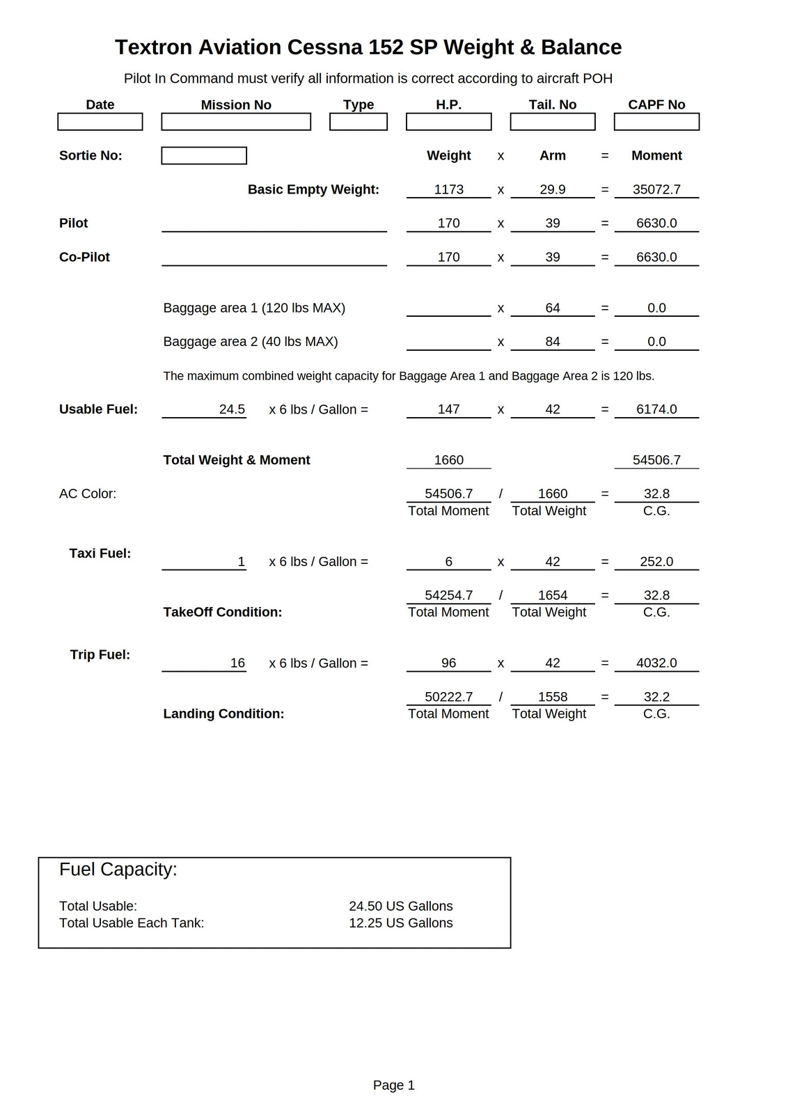 Weight And Balance Sheet Calculating Airplane Weight & Balance And