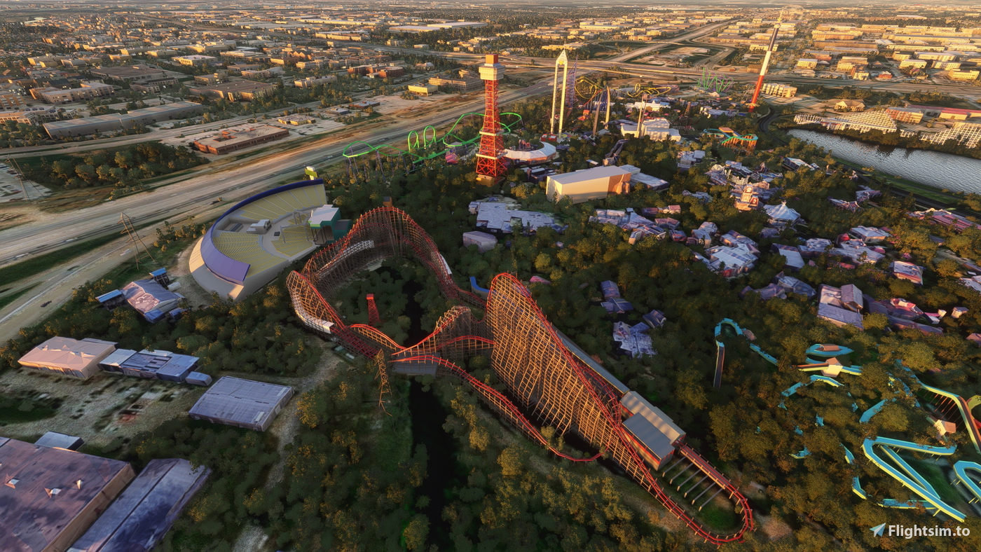 Six Flags Over Texas amusement park, Arlington, TX for Microsoft Flight ...