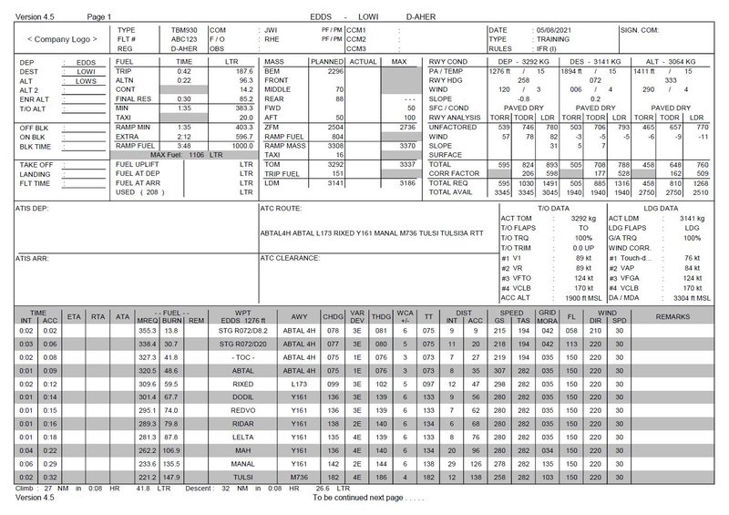 Excel Flight Planning Tool for Microsoft Flight Simulator | MSFS