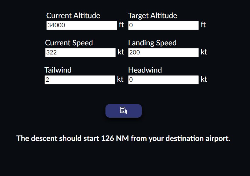 Top of Descent Calculator for Microsoft Flight Simulator | MSFS