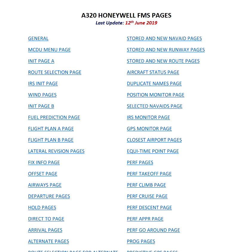 Airbus A320 FMS / MCDU Pages voor Microsoft Flight Simulator | MSFS