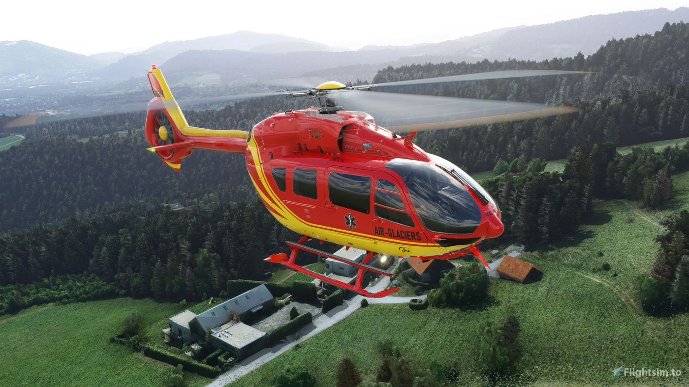 HPG Airbus H145 Air Glaciers Red/Yellow HB-ZRH (Fictional, 8K, CivilVar ...