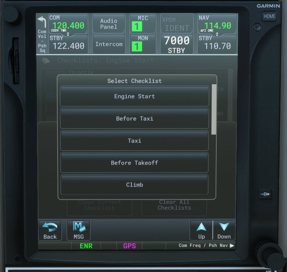 Mooney M20R Checklists GTN750 for Microsoft Flight Simulator | MSFS