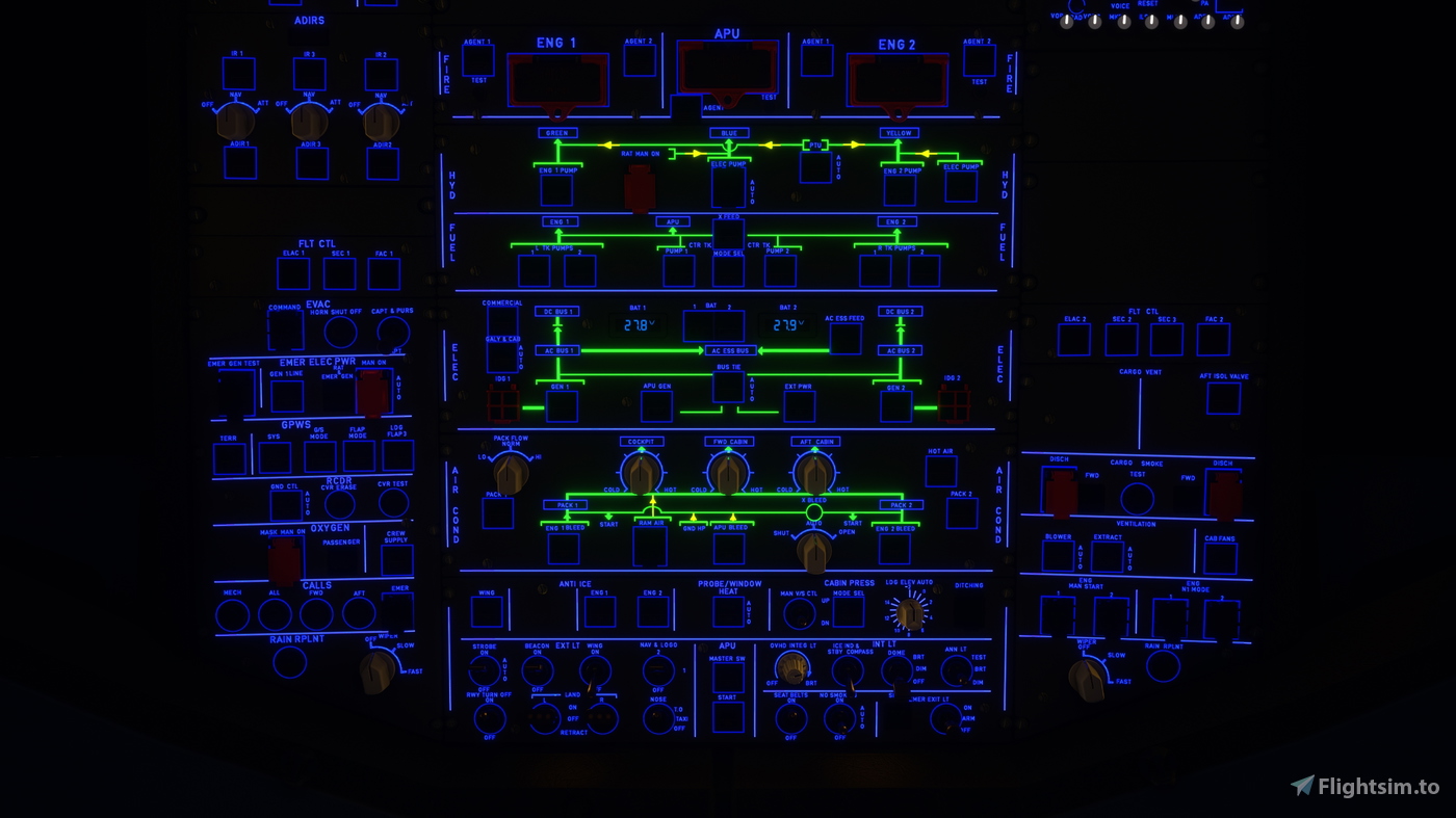 Blue Cockpit lights and Lightblue LCD for FBW A32NX for Microsoft ...