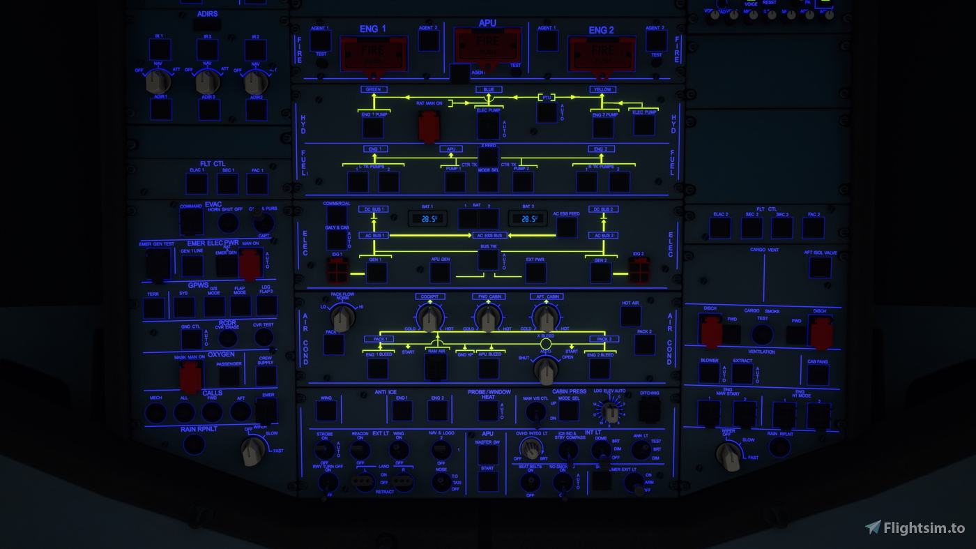 Blue Cockpit lights and Lightblue LCD for standard A320neo for ...