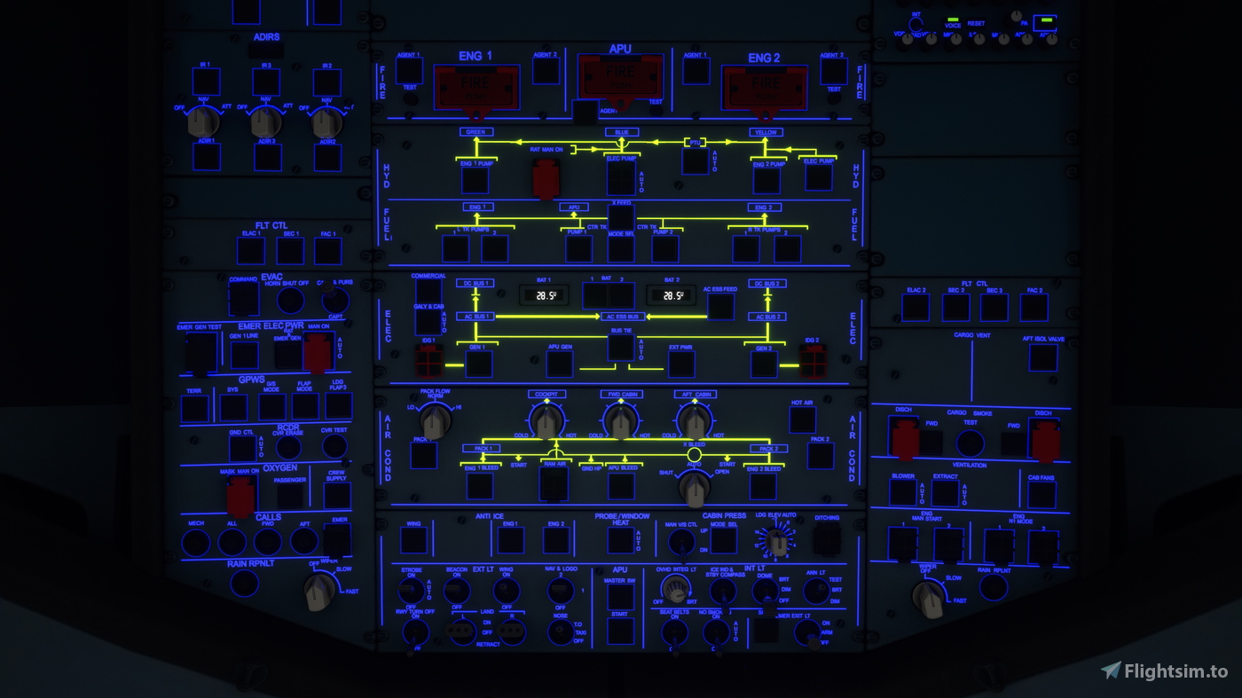 Blue Cockpit lights and White LCD for standard A320neo for Microsoft ...