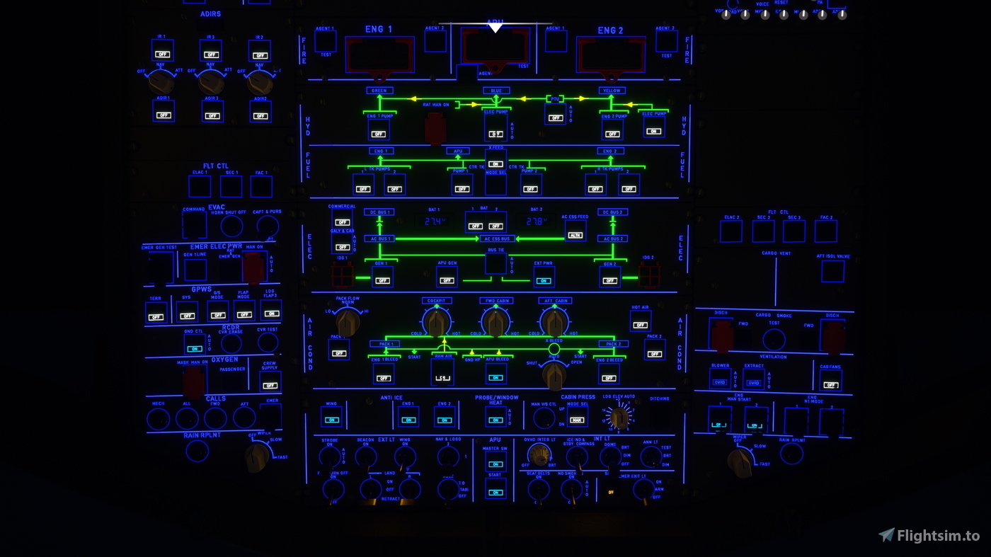 Blue Cockpit lights and Blue LCD for FBW A32NX for Microsoft Flight ...