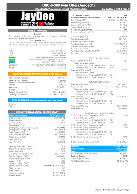 Aerosoft Twin Otter - Checklists Add-Ons for Microsoft Flight Simulator ...
