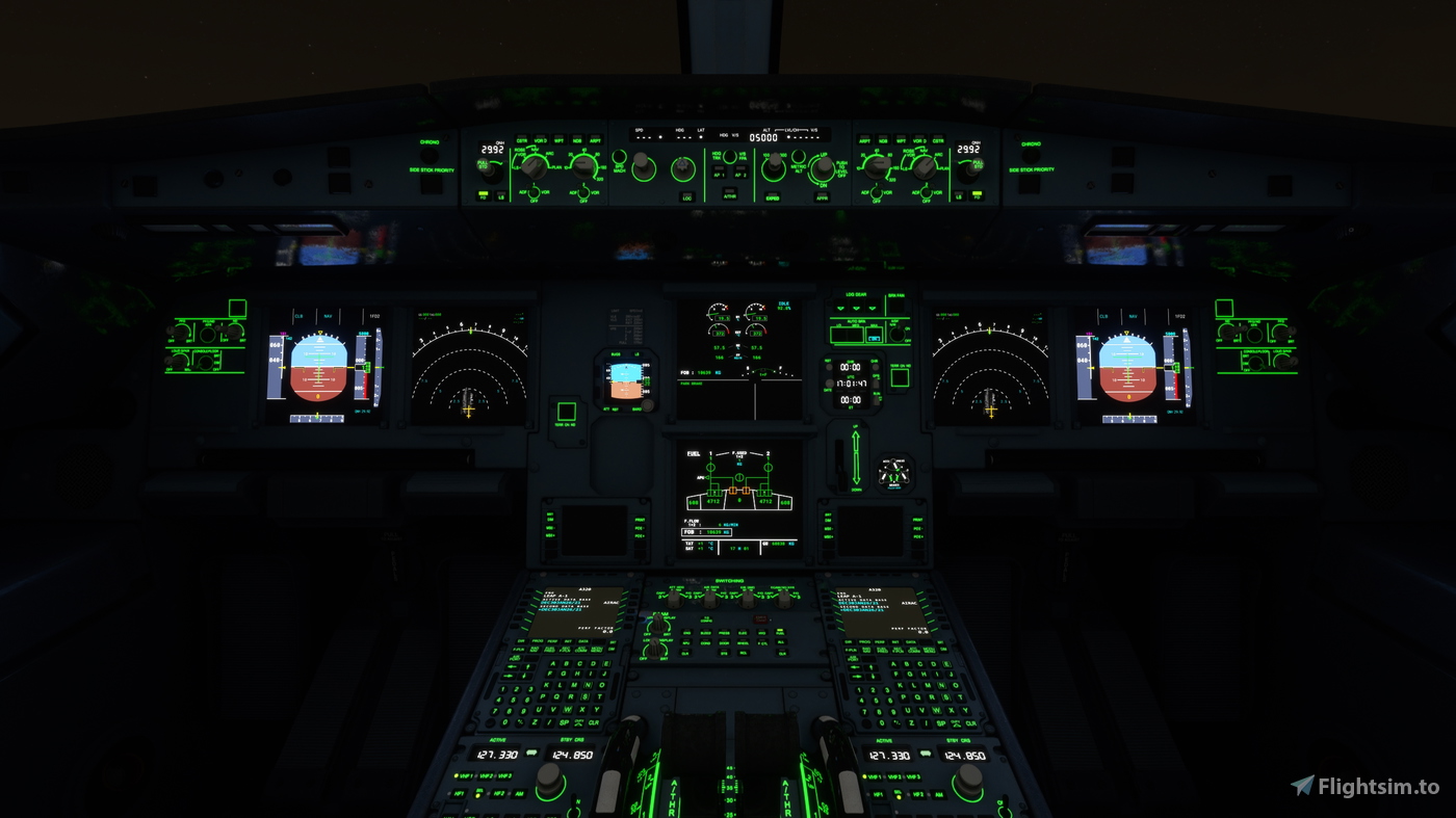 Green Cockpit lights and White LCD for standard A320neo for Microsoft ...