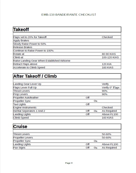 NextGen EMB-110 Bandeirante Checklists » Microsoft Flight Simulator