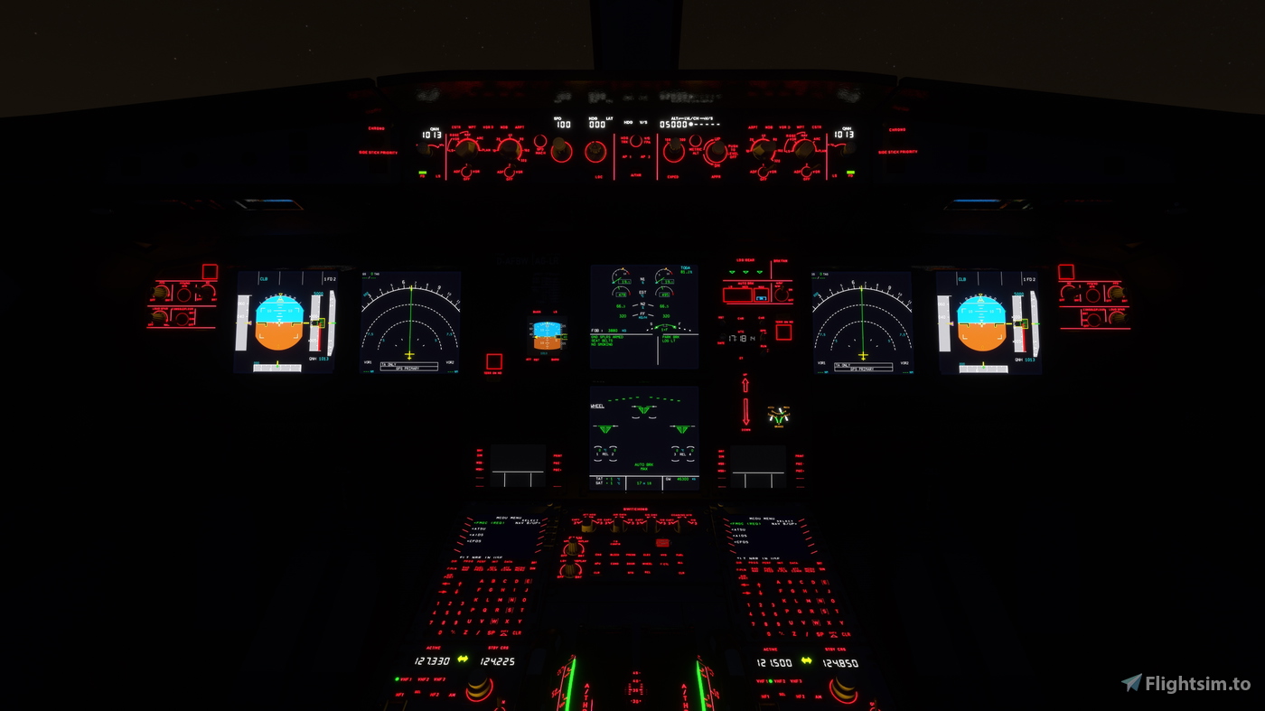 Red Cockpit lights and White LCD for FBW A32NX for Microsoft Flight ...