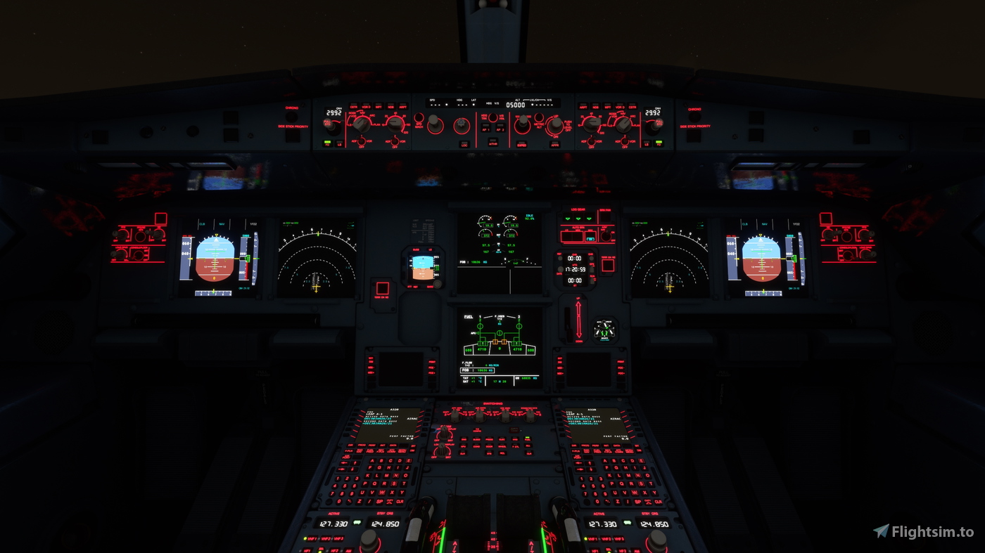 Red Cockpit lights and White LCD for standard A320neo のために Microsoft ...