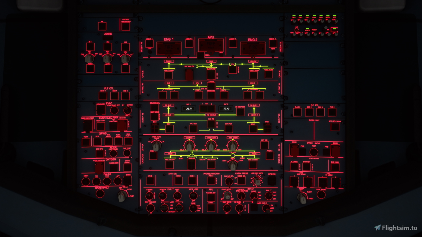 Red Cockpit lights and White LCD for standard A320neo pour Microsoft ...
