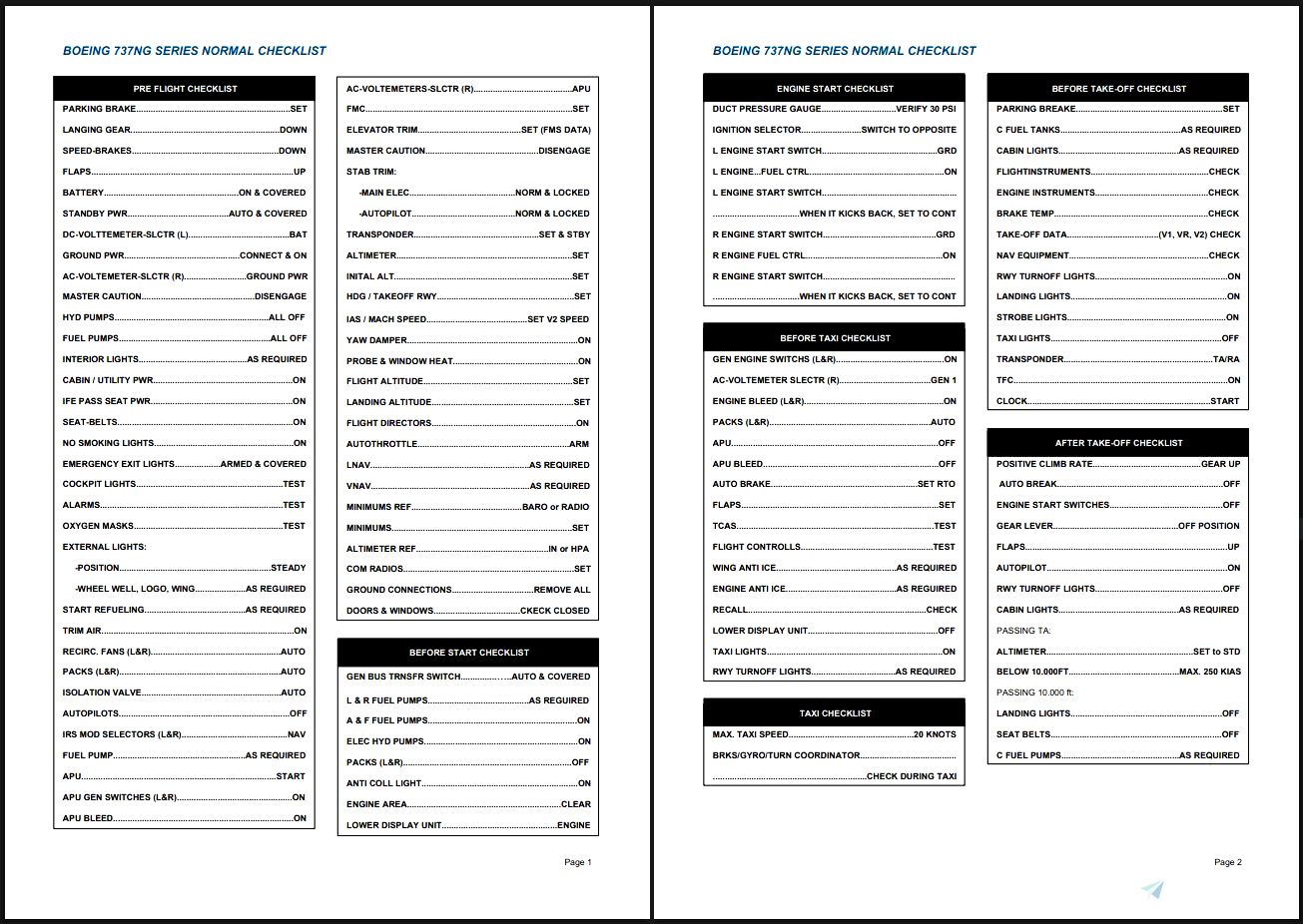 BOEING 737NG SERIES NORMAL CHECKLIST (detailed) » Microsoft Flight ...