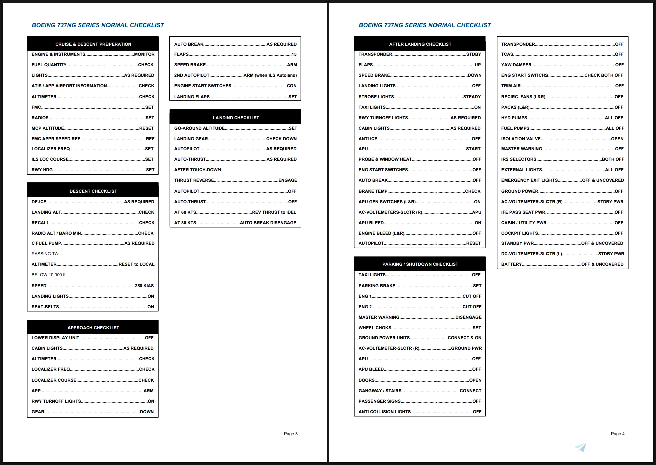 BOEING 737NG SERIES NORMAL CHECKLIST (detailed) » Microsoft Flight ...