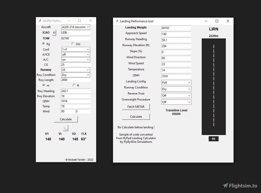 A32NX Performance Tool [FLEX Calculator - Automatic][Simbrief] for Microsoft Flight Simulator | MSFS