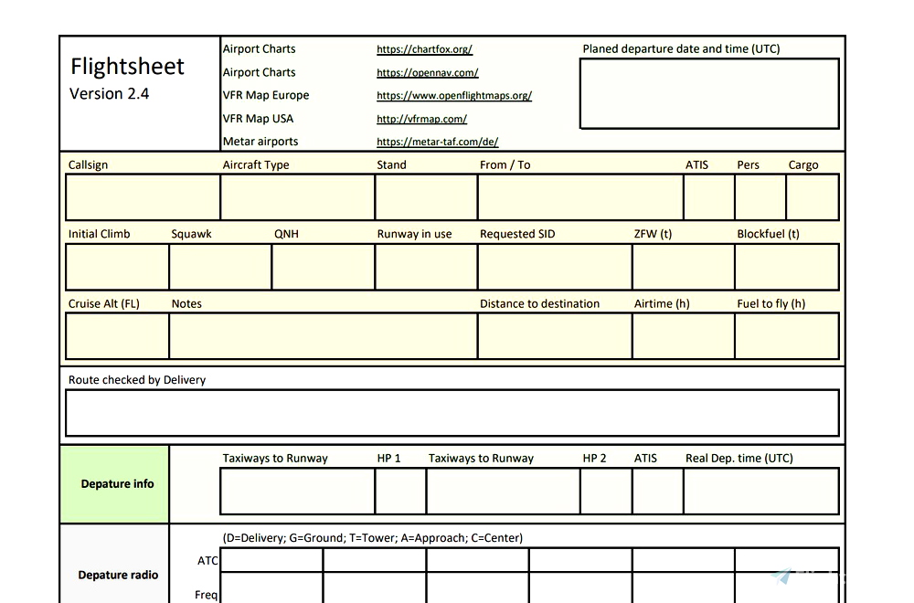 Flightsheet IVAO/VATSIM Worksheet Notepad for Microsoft Flight Simulator | MSFS