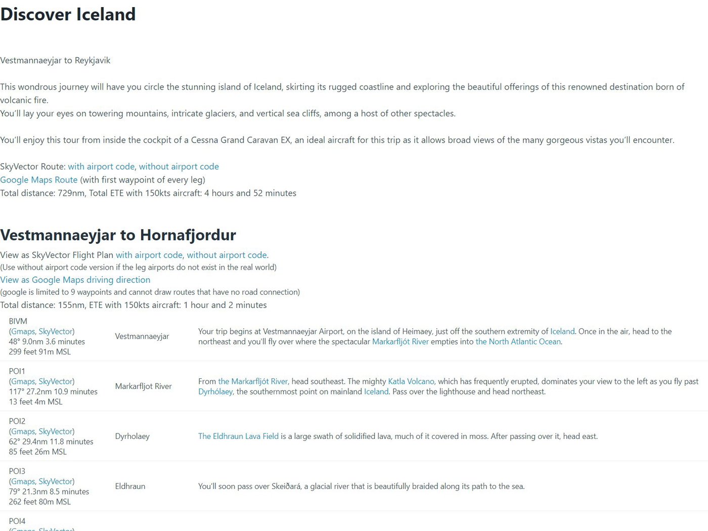 Iceland Bush Trip Navlog PDF + Flight Plan for Microsoft Flight ...