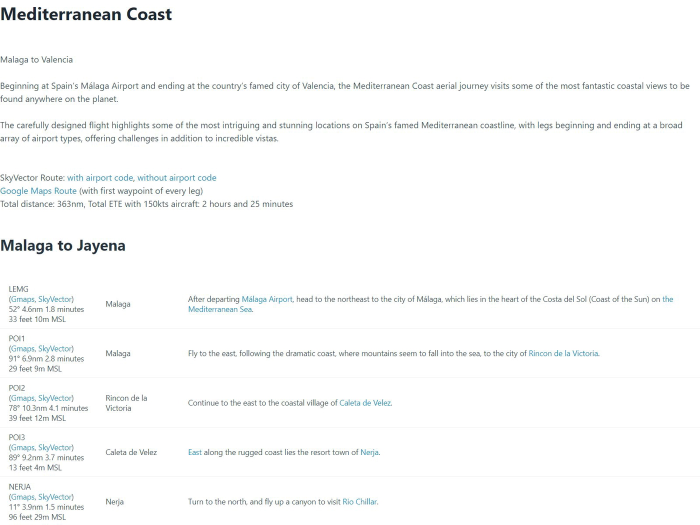 Mediterranean Coast Bush Trip Navlog PDF + Flight Plan for Microsoft ...