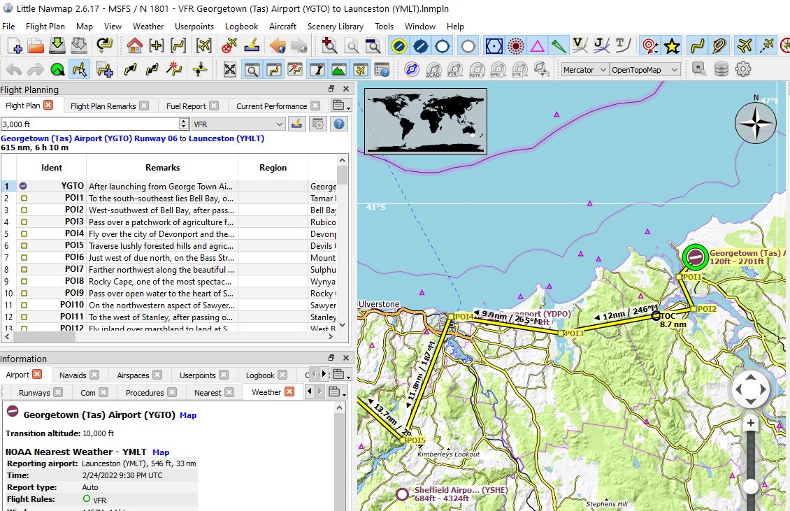 Tasmanian Odyssey Bush Trip Navlog PDF + Flight Plan pour Microsoft ...