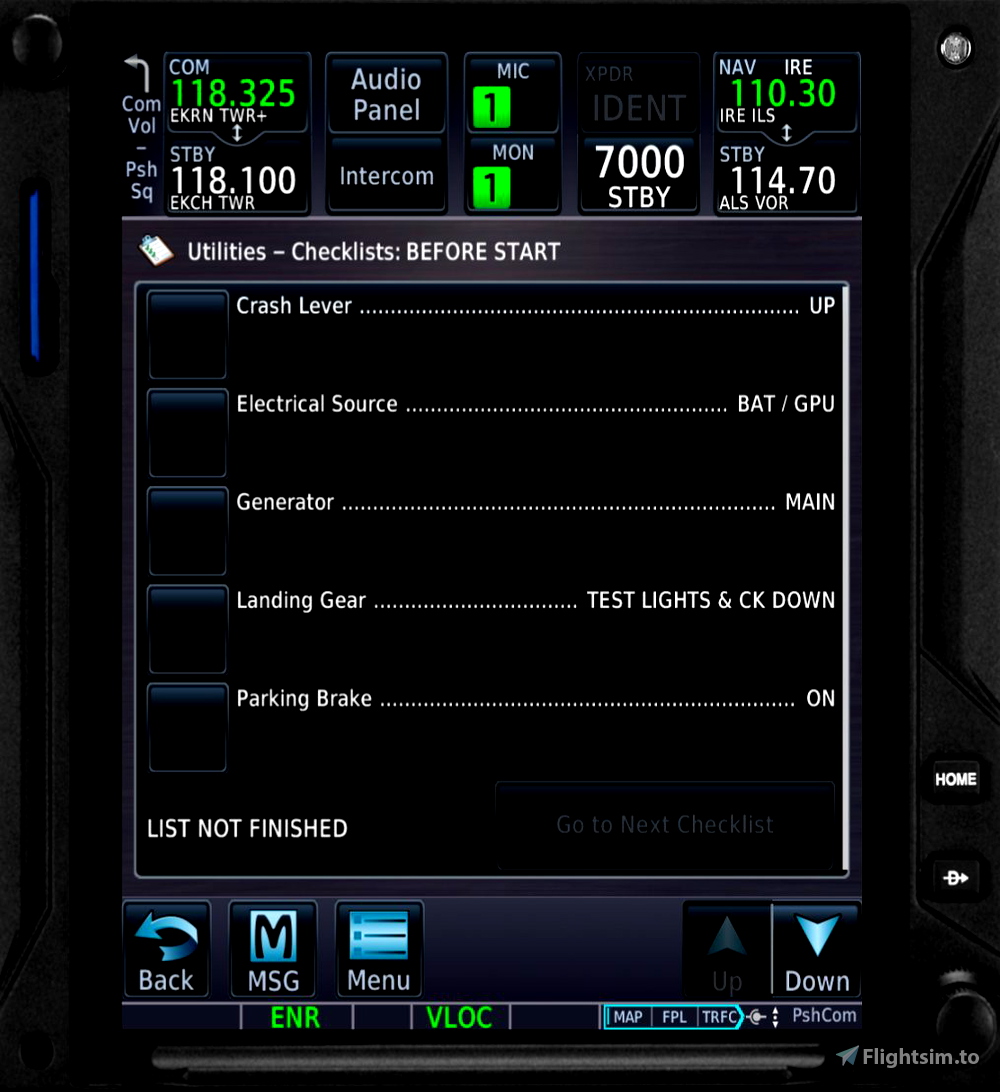 TBM Checklist for use with TDS GTNXi for Microsoft Flight Simulator | MSFS