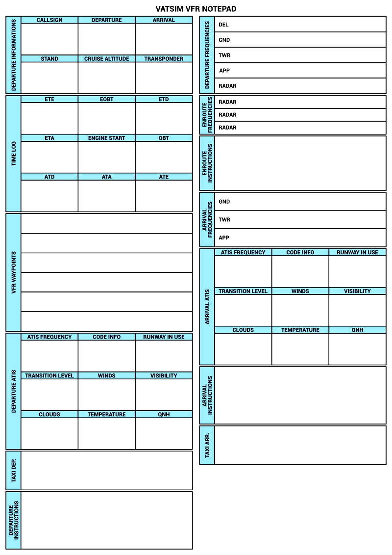 Vatsim VFR Notepad for Microsoft Flight Simulator | MSFS
