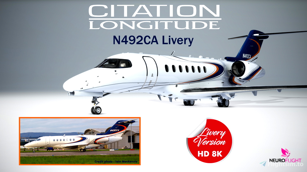 Asobo Citation Longitude N492CA livery 8K [by request] for Microsoft ...